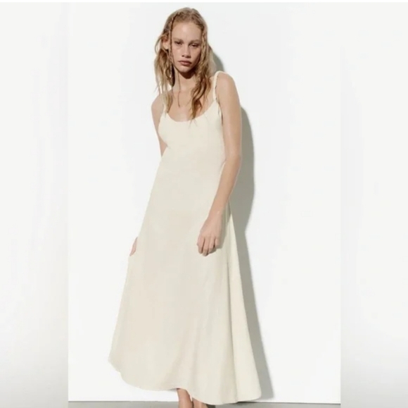 Zara | Dresses | Zara Linen Blend Midi Dress M New | Poshmark